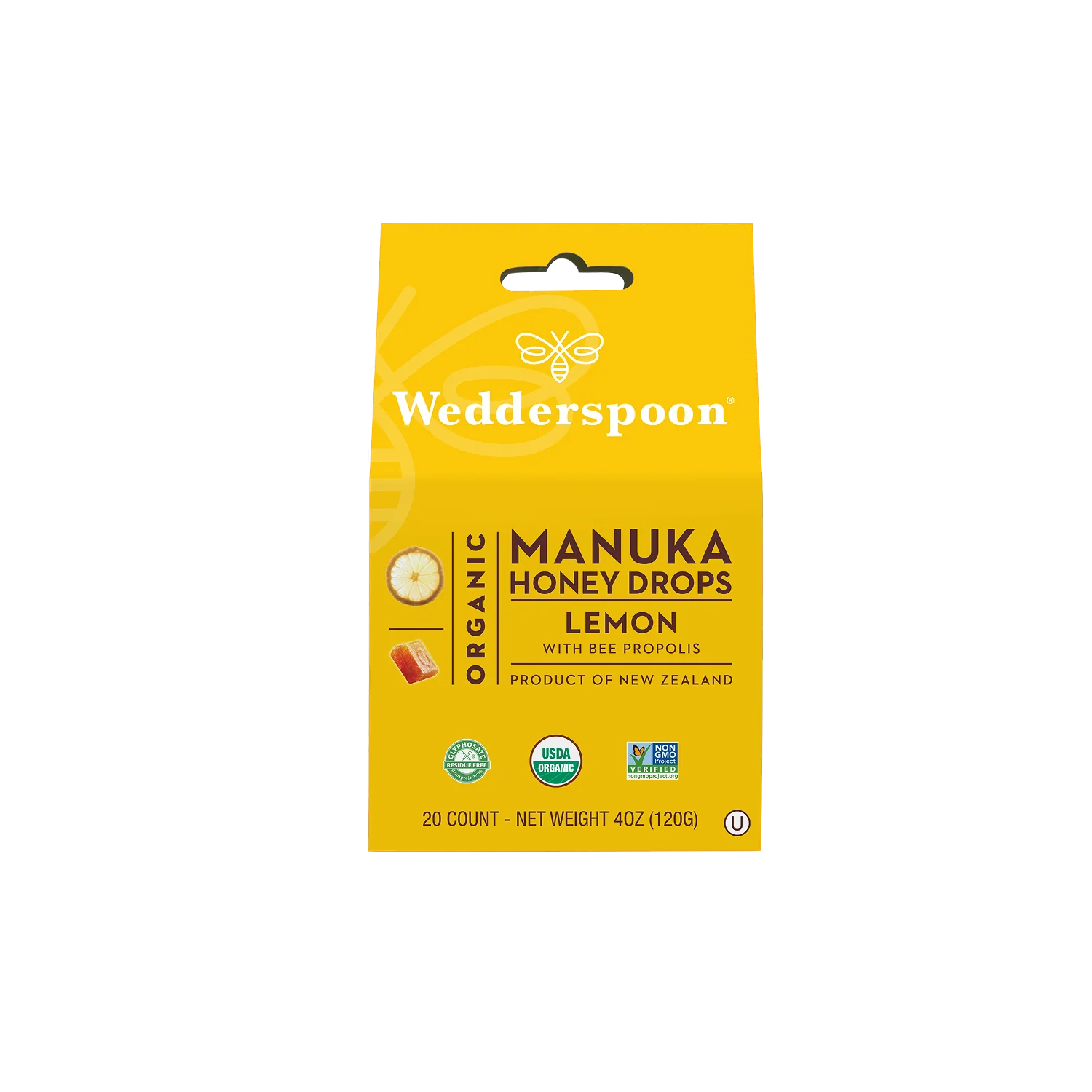 Wedderspoon Lemon & Manuka Honey Drops - 20 Count | Made in New Zealan ...