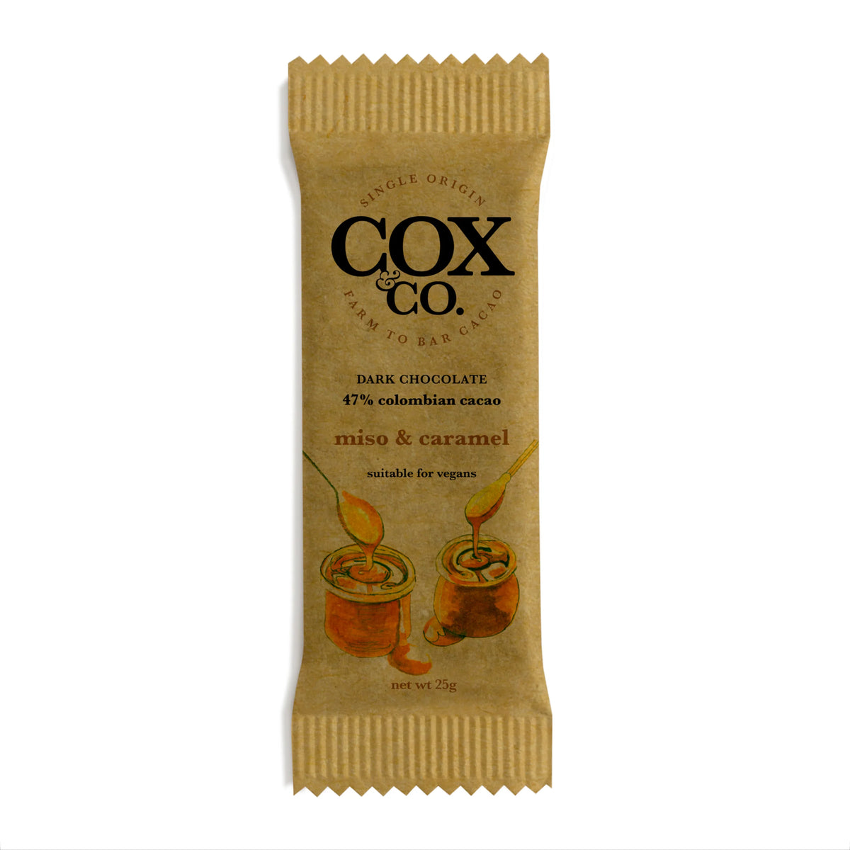 Cox & Co. Miso & Caramel Chocolate Bar 25g (Pack of 20) – SuperfoodUK