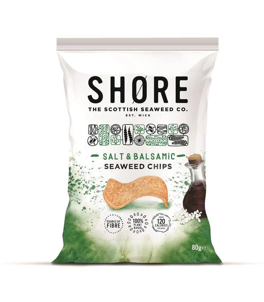 Shore Seaweed Chips Salt & Balsamic Seaweed Chips 80g – SuperfoodUK
