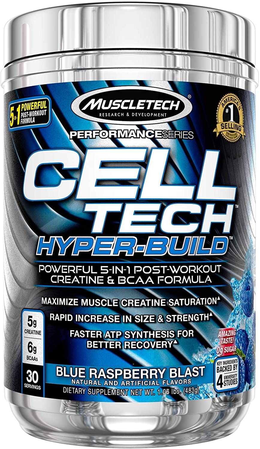 MuscleTech Cell-Tech Hyper-Build, Blue Raspberry Blast - 482g – SuperfoodUK